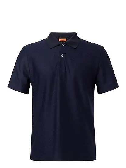 Missoni Zig-zag Short-sleeve Cotton Polo Shirt - Blue
