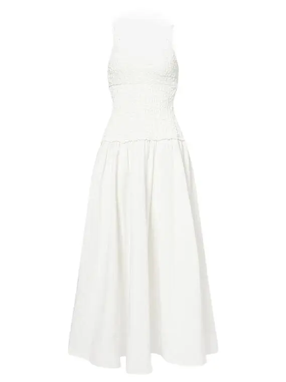 Dissh Izaiah Crinkle Cotton Midi Dress - White