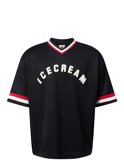 ICECREAM Contrast-stripe Jersey Top - Black