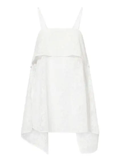 Dissh Anya Waterfall Sheer Lace Top - White