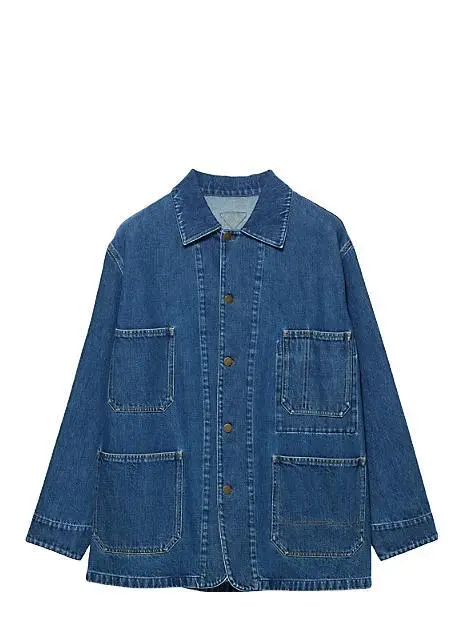 Prada Boxy-fit Denim Jacket With Patch Pockets - Blue