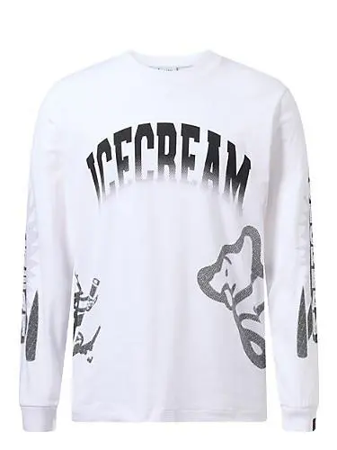 ICECREAM Halftone Multi-logo Cotton T-shirt - White