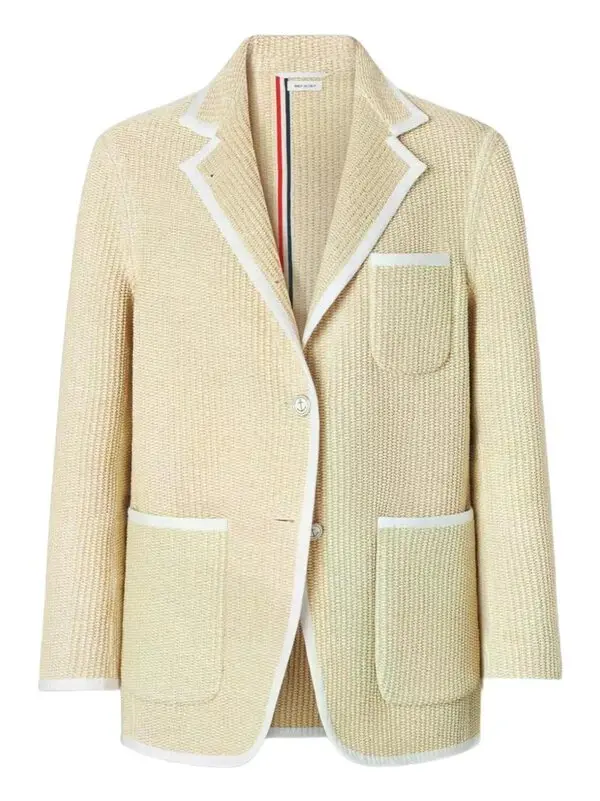 Thom Browne Raffia-effect Stripe Detail Blazer - Neutrals