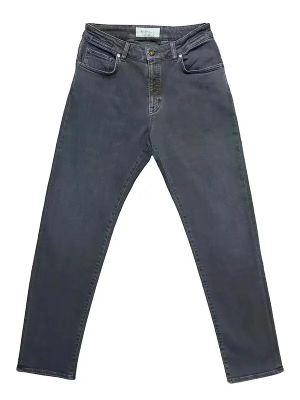 BARMAS Cotton Slim-fit Tapered-leg Jeans - Grey