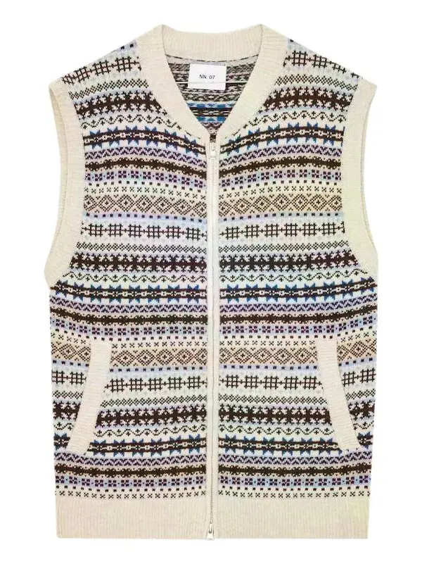Nn07 Robbie Fair Isle Knitted Vest - Neutrals
