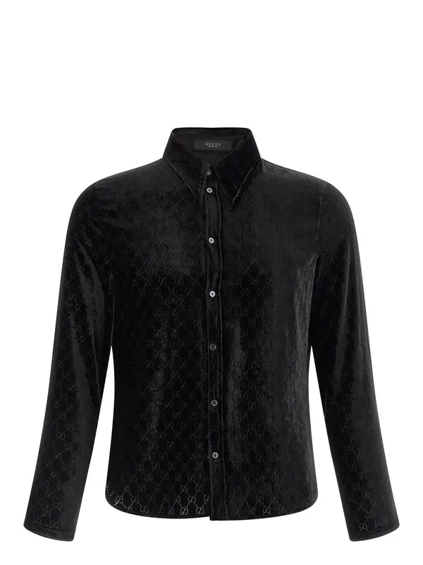 Gucci Gg' Velvet Shirt - Black
