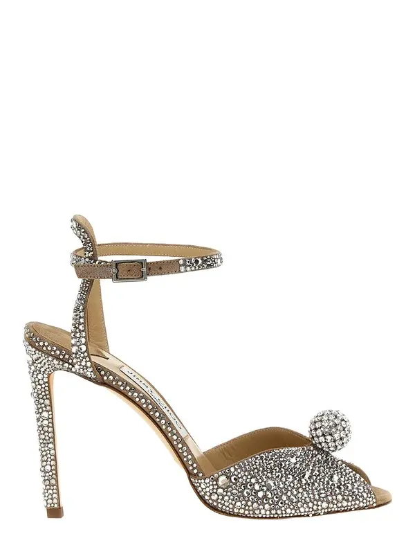 JIMMY CHOO Sacora Embellished Sandals - Silver
