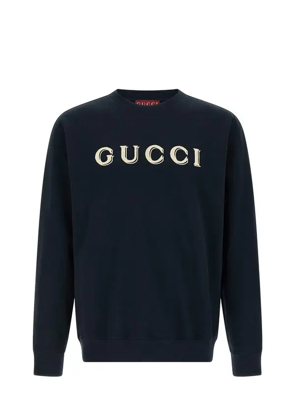 Gucci Logo Embroidery Crewneck Sweatshirt - Blue