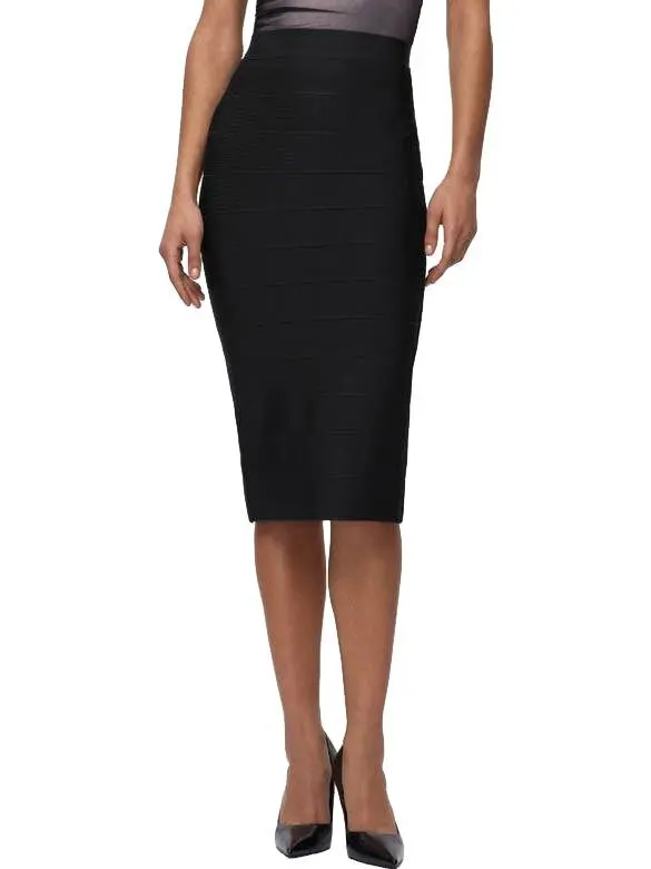 Herve Leger Icon Bandage Pencil Skirt - Black