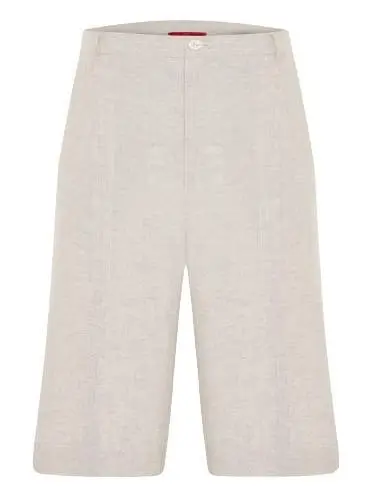 PCFG Daydreamers Linen-look Stitch Detail Shorts - Beige