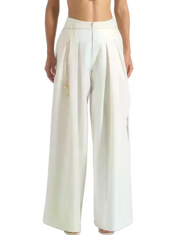 Manière De Voir Maniere De Voir Flora Box-pleat Wide-leg Belted Pants - Neutrals