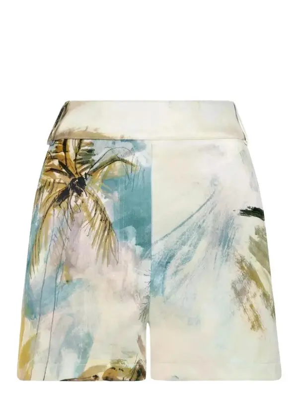 Oscar De La Renta Dominican Landscape High-waisted Shorts - Neutrals