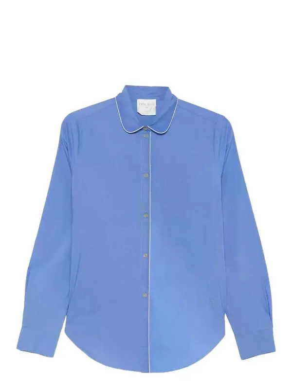 FORTE_FORTE Piped Trim Long Sleeve Shirt - Blue