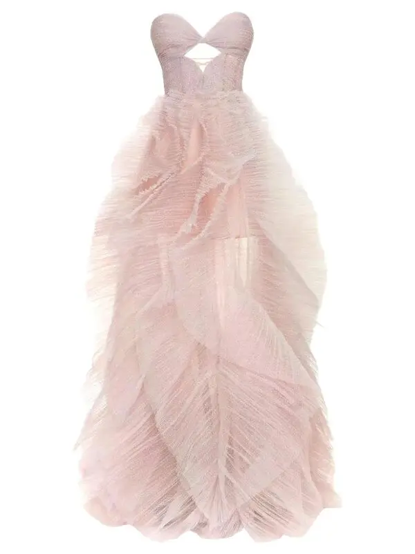 MARIA LUCIA HOHAN Ruffled Lace-up Maxi Dress - Pink