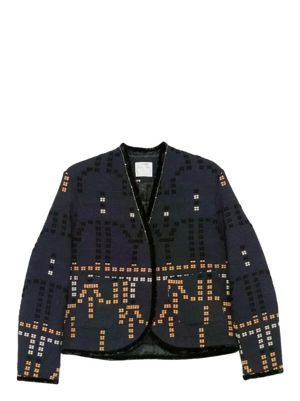 FORTE_FORTE Geometric Pattern Long Sleeve Jacket - Blue
