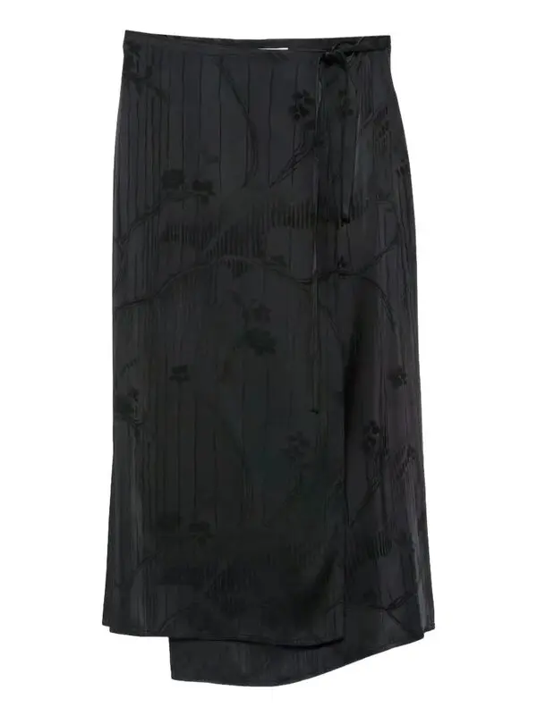FORTE_FORTE Floral Jacquard Wrap Midi Skirt - Blue