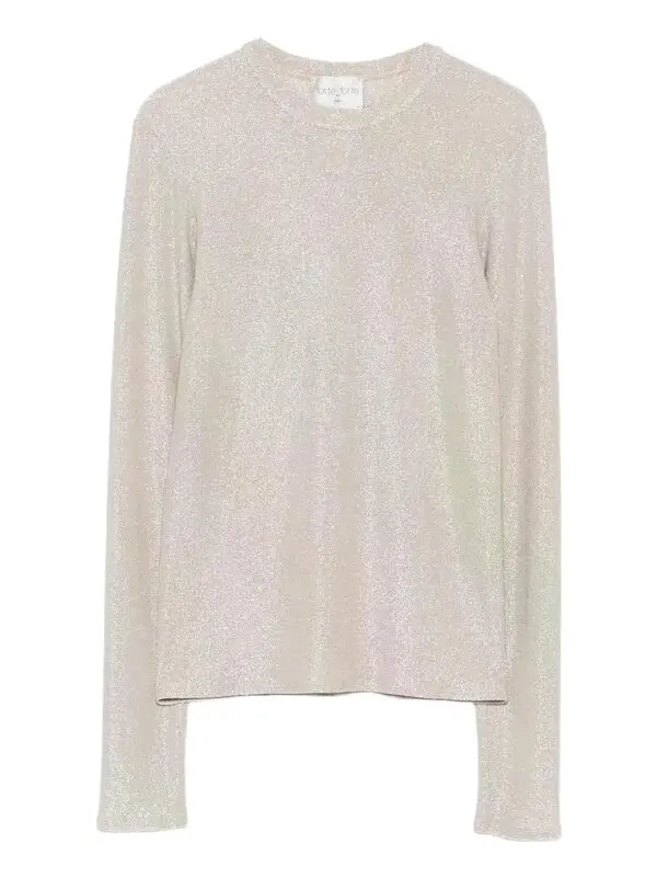 FORTE_FORTE Glitter Effect Long Sleeve Top - Silver