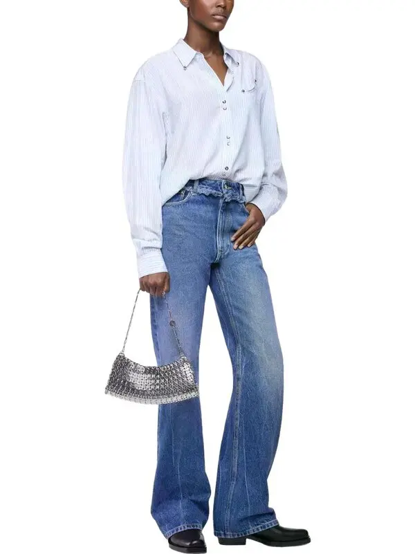 Rabanne Bead-embellished Striped Shirt - Blue