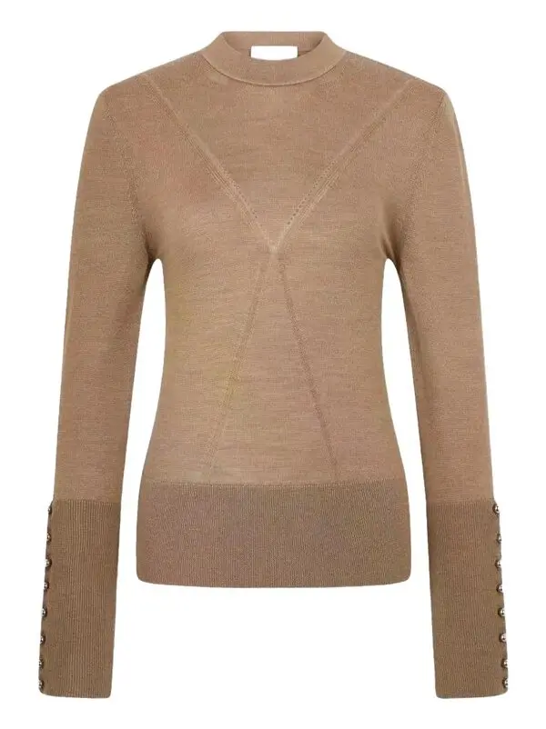 Rabanne Button-cuff Long-sleeve T-shirt - Brown