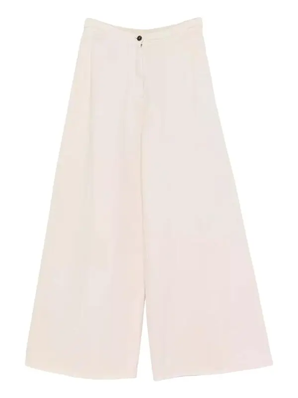 FORTE_FORTE Off-white Diagonal-weave Texture Wide-leg Trousers - Neutrals