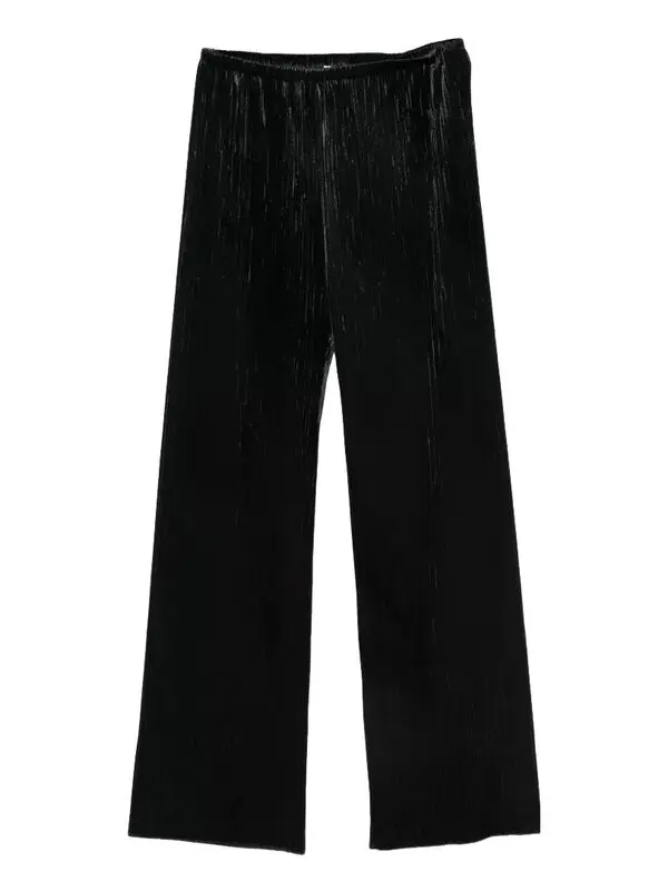 FORTE_FORTE Plissé Velvet Wide-leg Trousers - Black