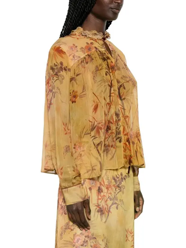 FORTE_FORTE Floral Print Ruffled Blouse - Neutrals