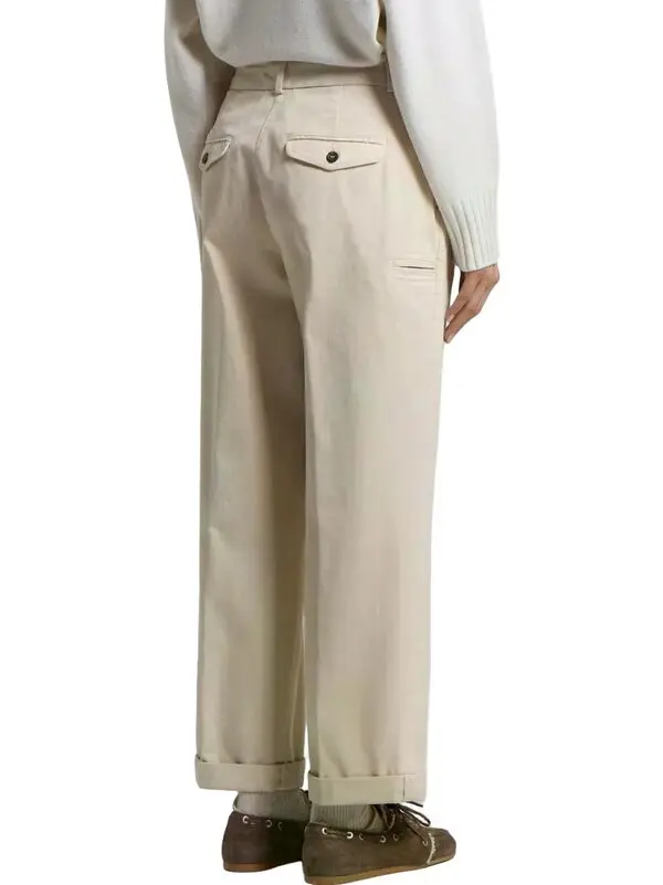 Peserico Pleated Turn-up Trousers - Neutrals