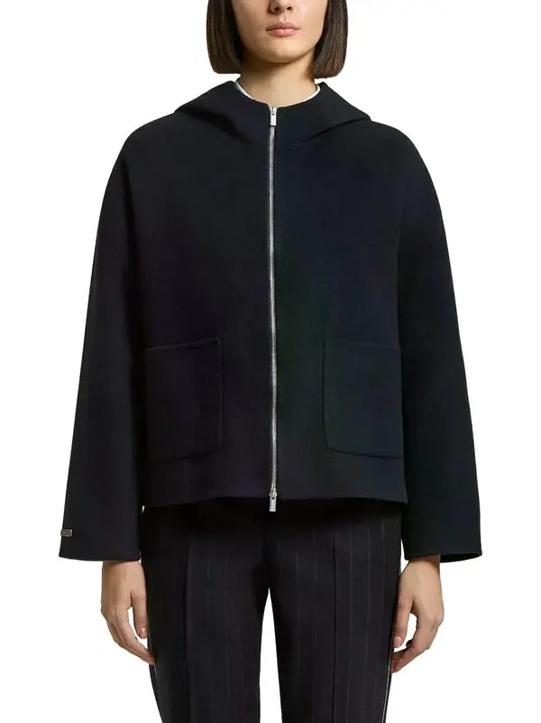 Peserico Ribbed-knit Hooded Jacket - Blue