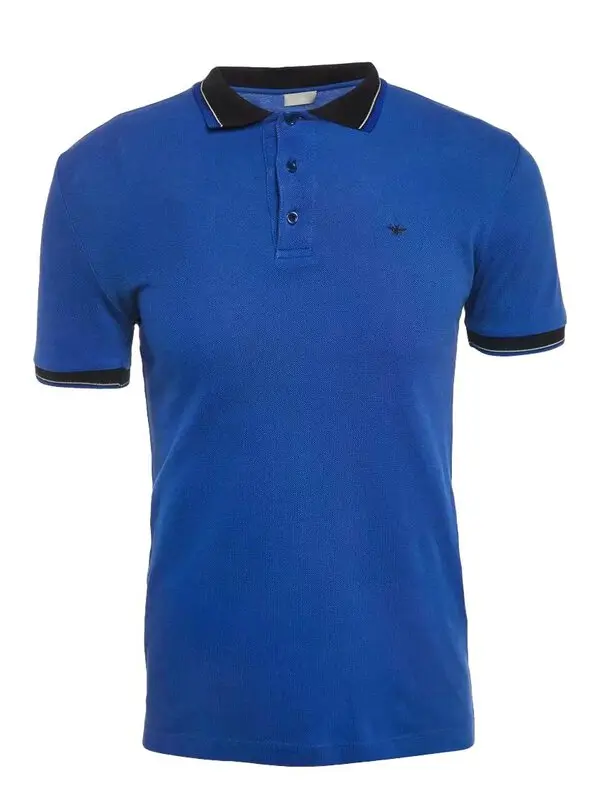 Dior Pique-knit Polo Shirt - Blue
