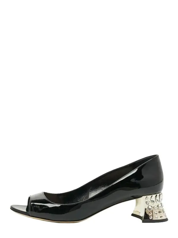 Miu Miu Crystal Embellished Peep-toe Pumps - Black