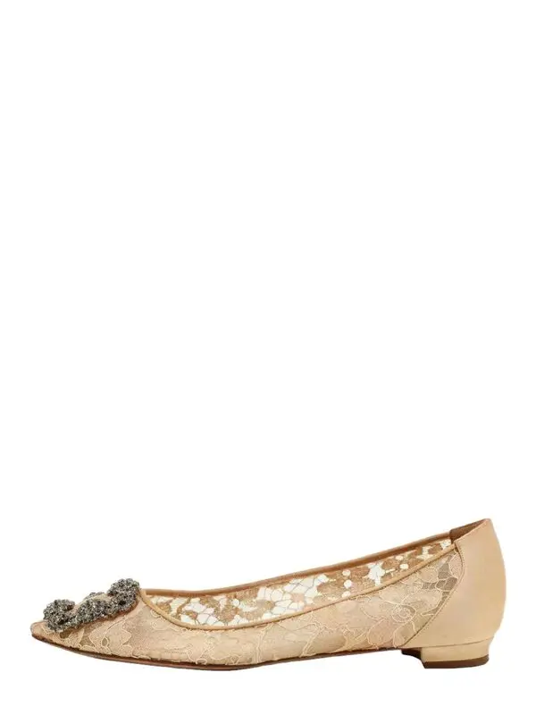 Manolo Blahnik Hangisi Embellished Ballet Flats - Neutrals