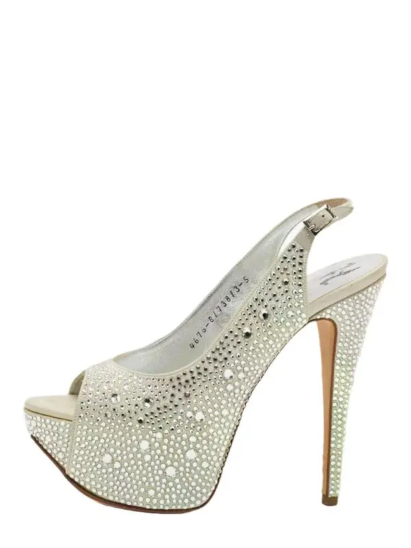 GINA Crystal-embellished Platform Sandals - Grey
