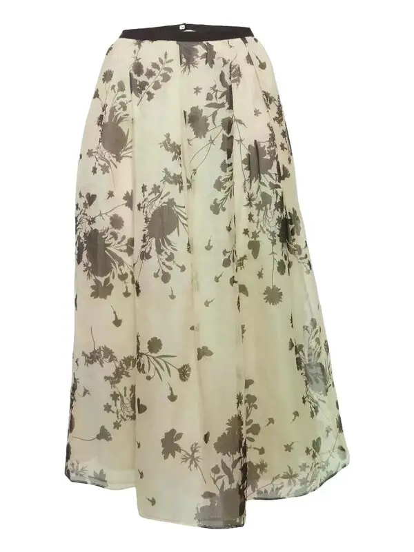 Max Mara Printed Organza Midi Skirt - Neutrals