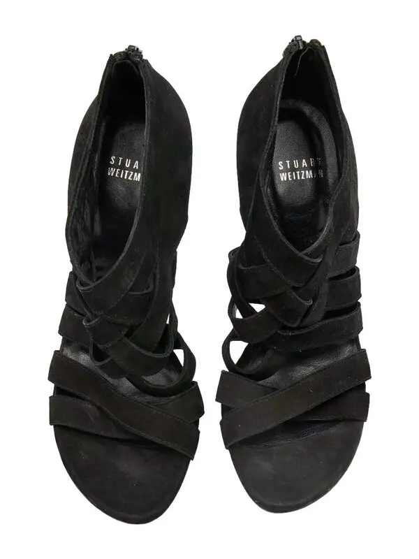 STUART WEITZMAN Suede Strappy High Heel Sandals - Black