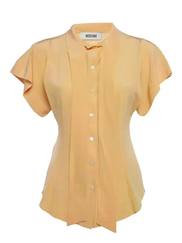Moschino Silk Crepe Blouse With Flared Sleeves - Orange