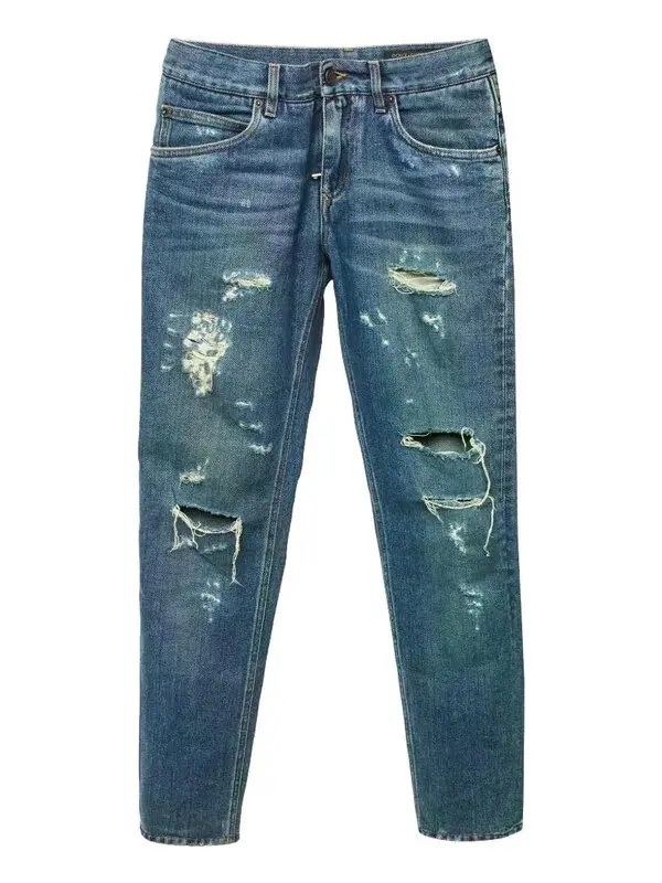 Dolce & Gabbana Distressed Slim-fit Jeans - Blue
