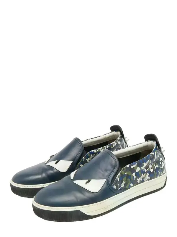 Fendi Monster Eyes Embellished Slip-on Sneakers - Blue