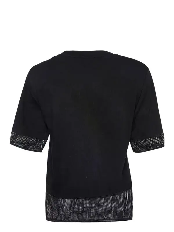 Kenzo Logo Print Mesh Trim T-shirt - Black