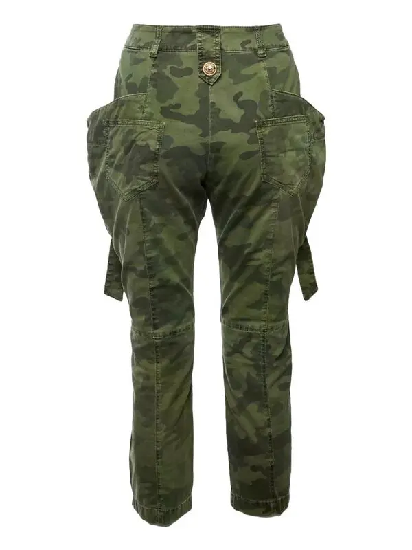 Balmain Camouflage Biker Cargo Pants - Green