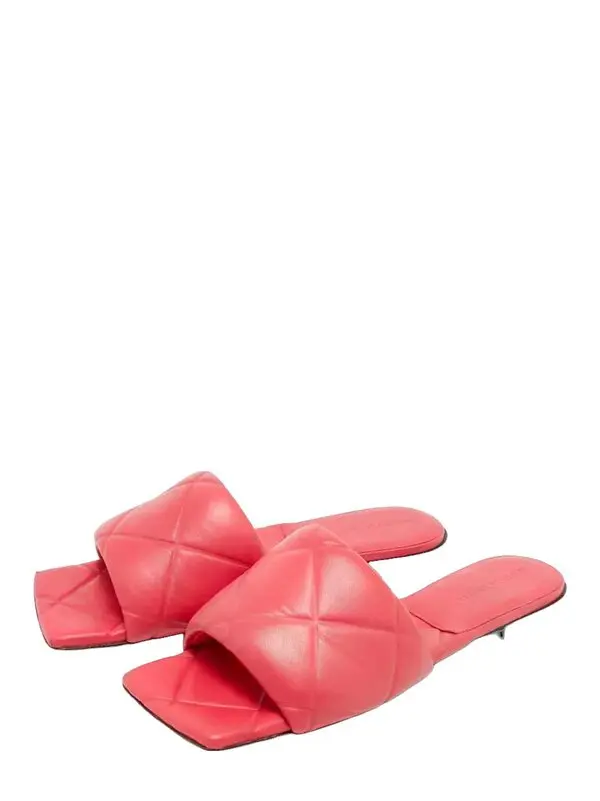 Bottega Veneta Quilted Leather Lido Slides - Red