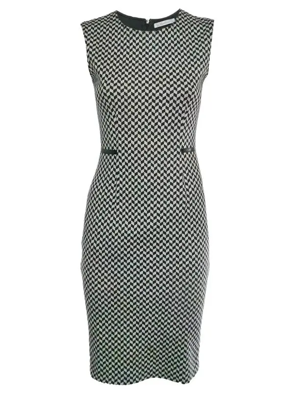 Max Mara Sleeveless Geometric Sheath Dress - Black