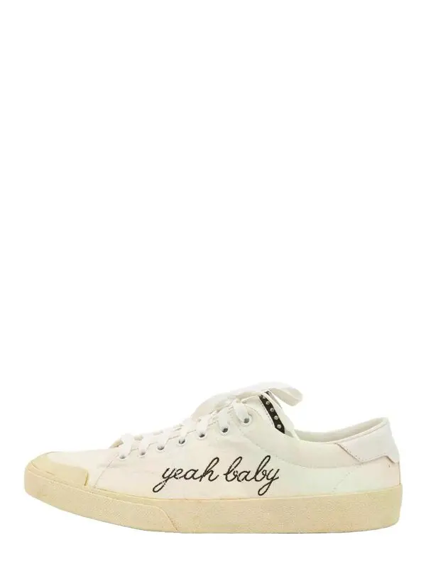 Saint Laurent Court Classic Embroidered Sneakers - Neutrals
