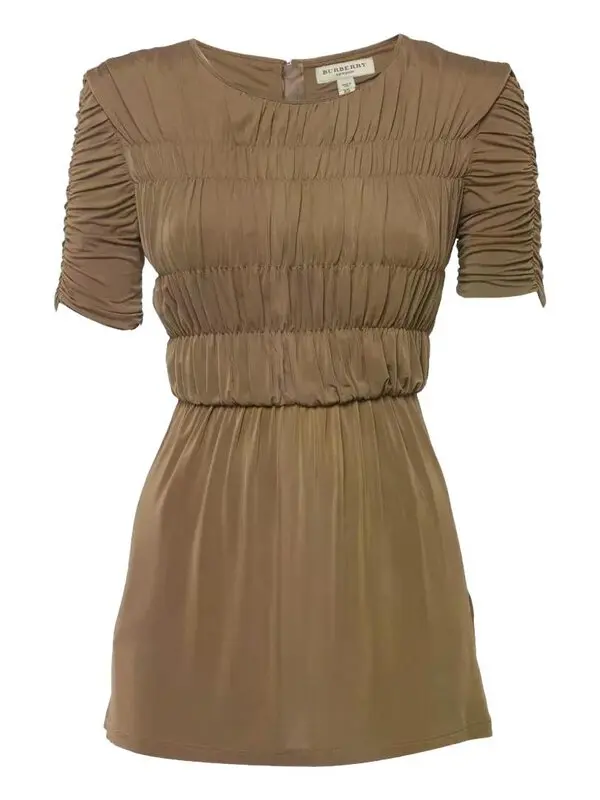Burberry Smocked Jersey Top - Brown