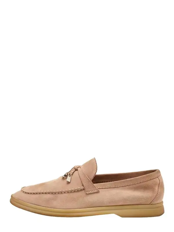 Loro Piana Suede Loafers With Charms - Neutrals