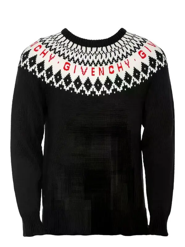 Givenchy Crew Neck Long Sleeve Sweater - Black