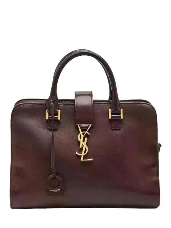 Saint Laurent Small Cabas Monogram Leather Tote Bag - Brown