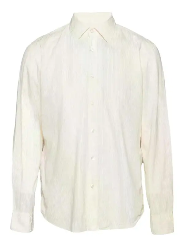 BOSS Striped Long-sleeve Button-down Cotton Shirt - Orange