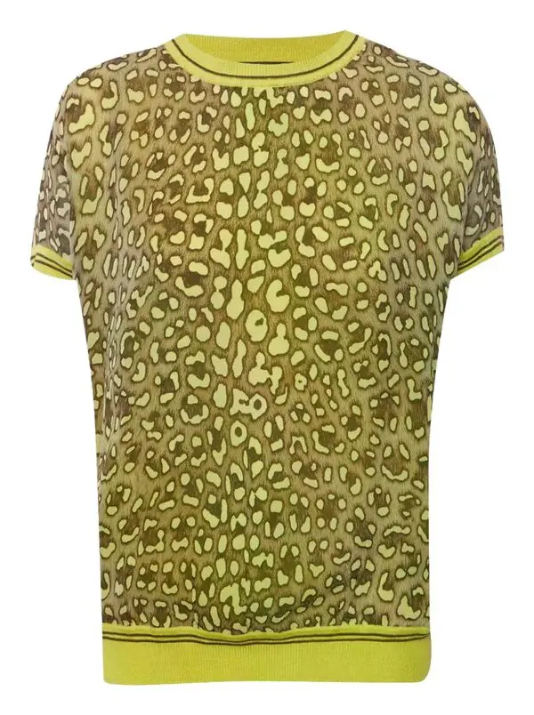 Roberto Cavalli Animal Print Silk T-shirt - Yellow