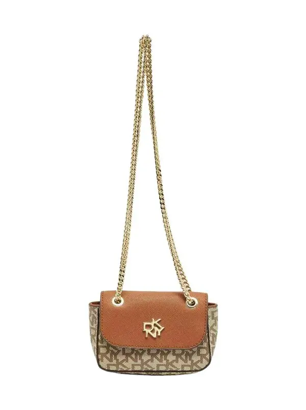 Dkny Mini Logo-pattern Crossbody Bag - Brown