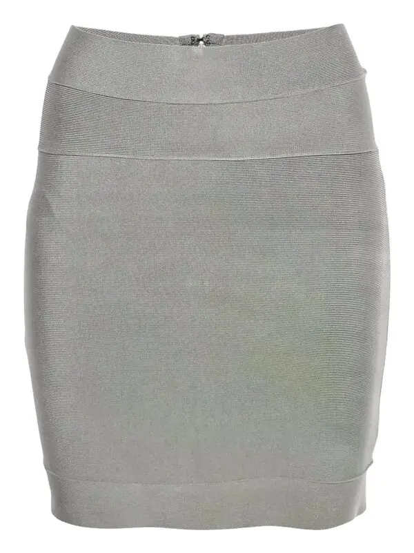 Herve Leger Bandage Knit Mini Skirt - Grey